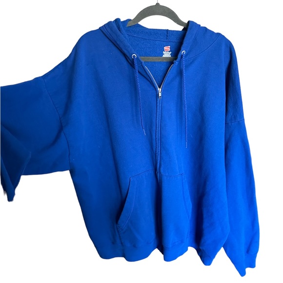 Hanes | Shirts | Hanes Oversized Cobalt Blue Full Zip Up Hoodie ...